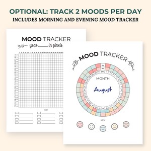 Monthly Mood Tracker Printable, Coloring Yearly Self Care Planner ...