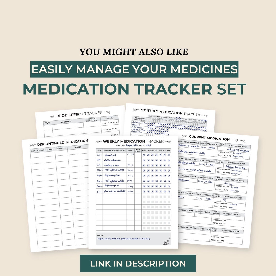 Symptom Tracker Headache Diary Wellness Journal Insert - Etsy