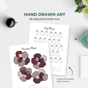 Monthly Mood Tracker Printable, Self Care Planner Adult Coloring Pages ...