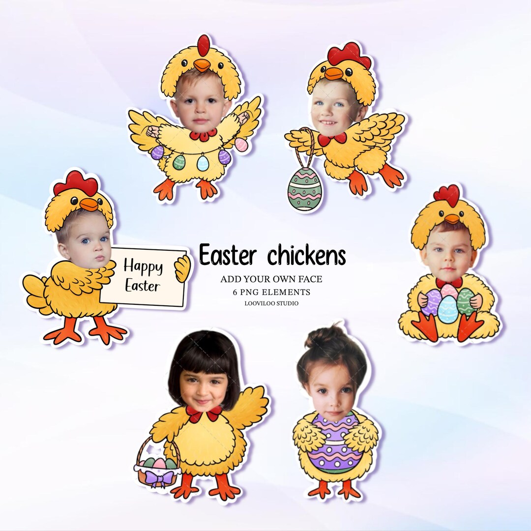 Easter Chickens, Add Yourself Photo, Face Insert - Etsy