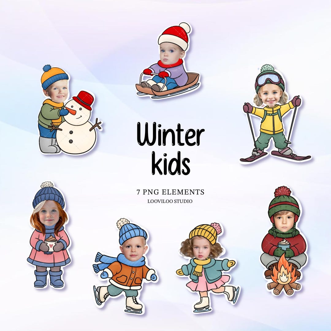 Winter Kids Add Your Own Face, Bulletin Board - Etsy