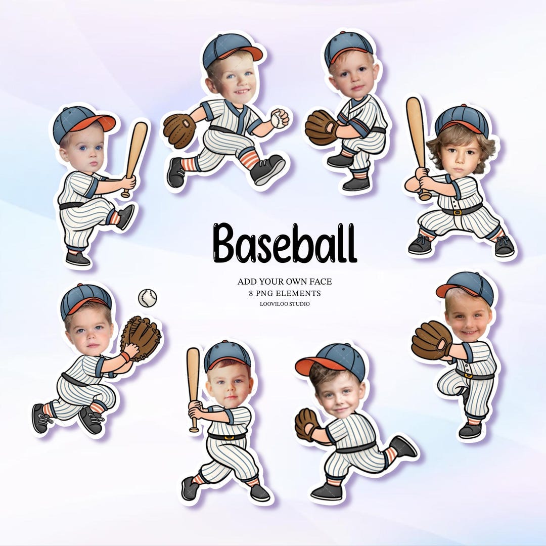 Baseball Players | Add Your Own Face Photo Template - Etsy