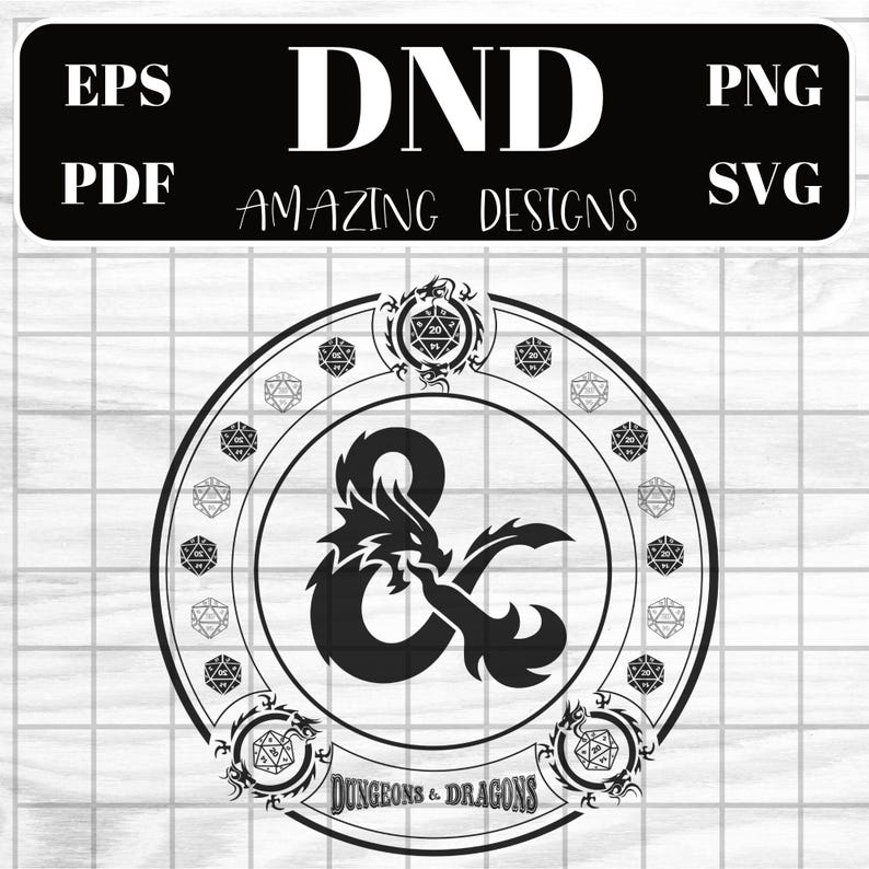 DND Dice Circle SVG Pgn Epss Pdf, Dungeons and Dragons Logo Design ...