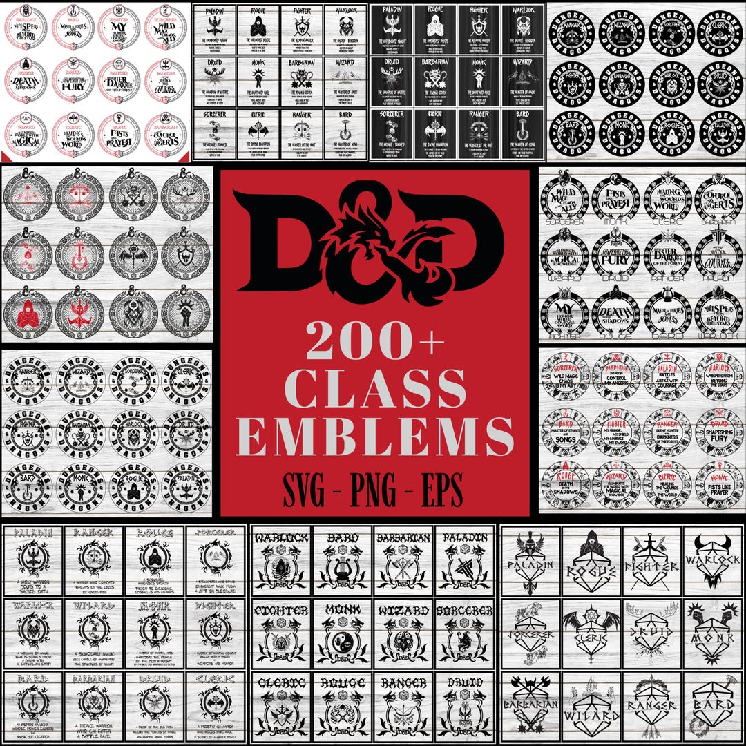 200 DND Class Emblems SVG Bundle, RPG Character Icons, Dungeons and ...