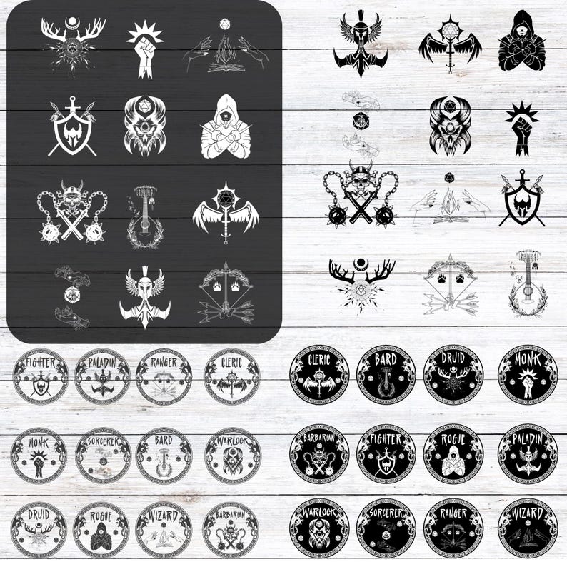 200 DND Class Emblems SVG Bundle, RPG Character Icons, Dungeons and ...