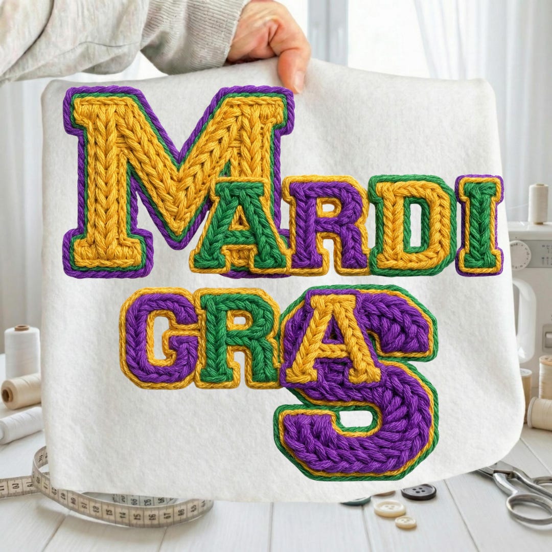 Mardi Gras PNG Digital Design Chenille Patch Sublimation Graphic - Etsy