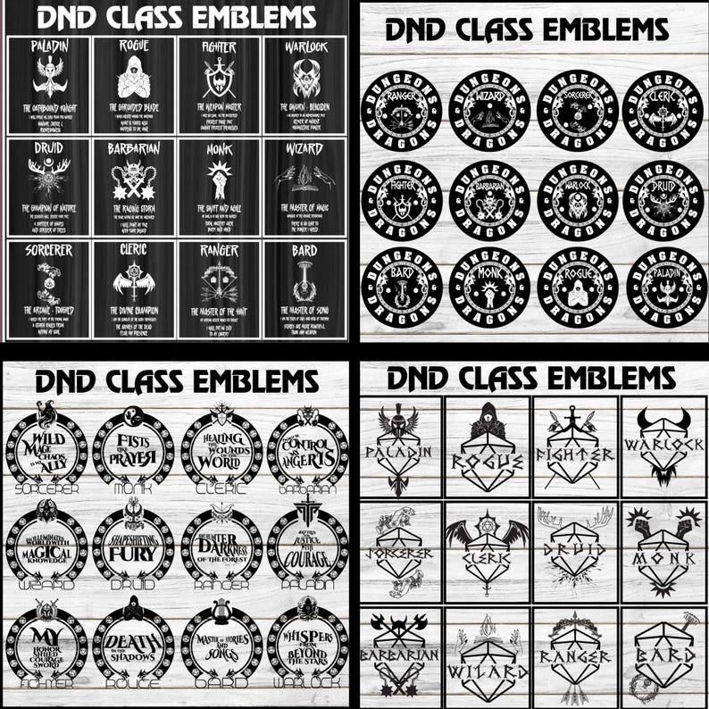 200 DND Class Emblems SVG Bundle, RPG Character Icons, Dungeons and ...