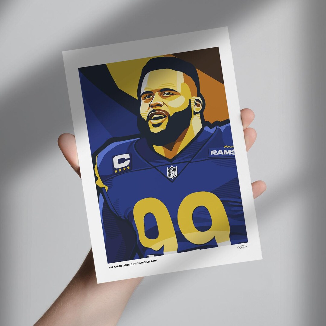 Aaron Donald Poster, Los Angeles Rams Football Wall Art, 5x7 Sports ...