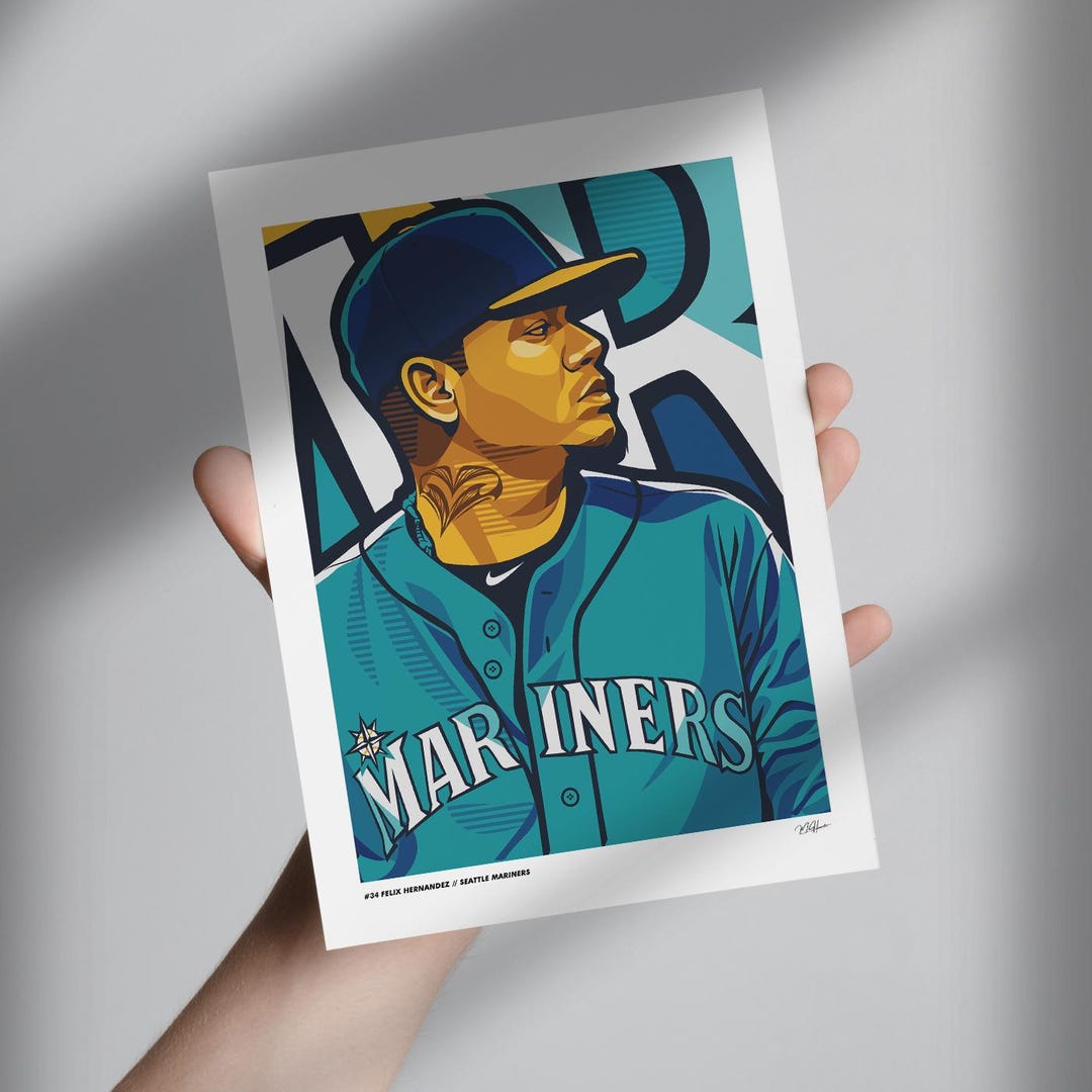 Felix Hernandez Poster, Seattle Mariners Baseball Wall Art, 5x7 Sports ...