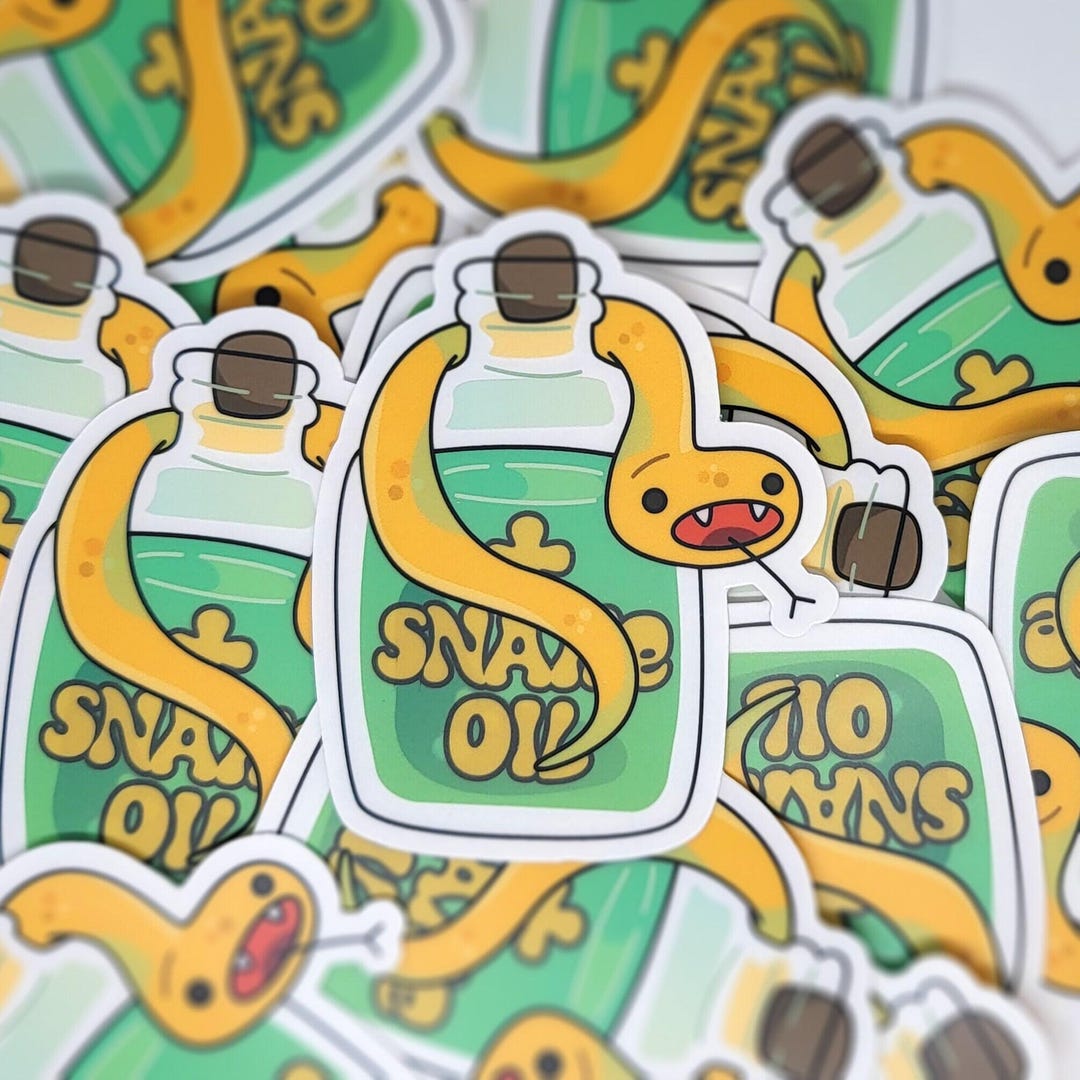 Snake Oil Sticker | Vintage Parody | Cute Serpent Meme | Anti Hustle ...