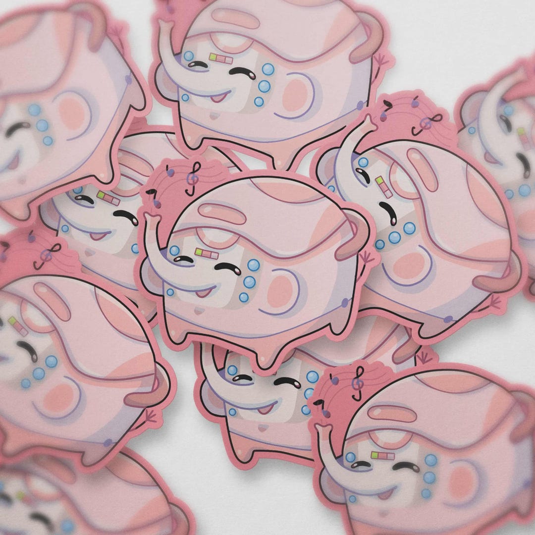 Cute Kawaii Elephant Rice Cooker Sticker – Pink Waterproof Vinyl Decal ...