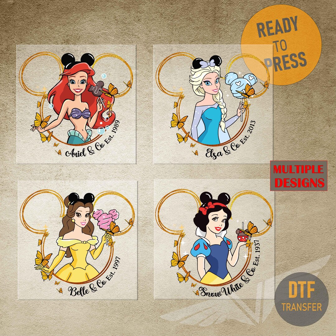 Disney Princess DTF Transfer, Ready for Press, Disney Princesses ...