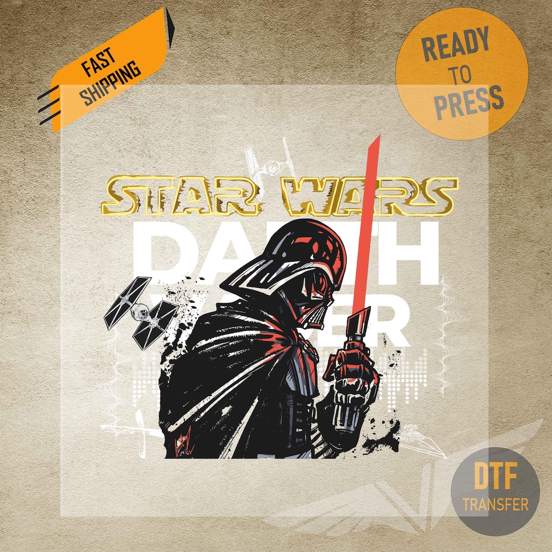 Darth Vader Red Lightsaber DTF Transfer, Star Wars Heat Transfer Ready ...
