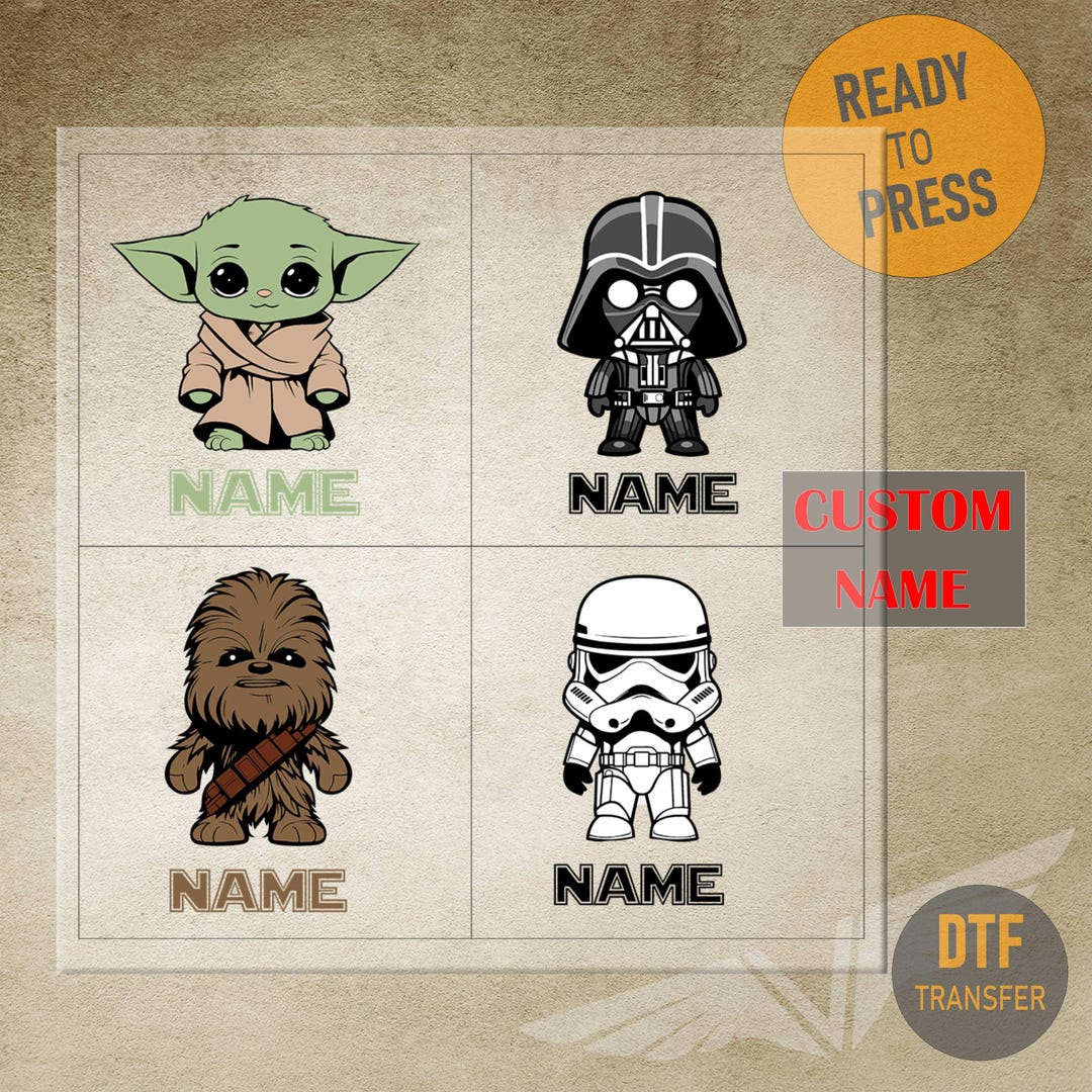 Custom Name Star Wars DTF Transfer, Personalized Ready to Press Heat ...