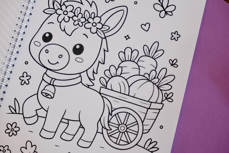 Kawaii Farm Animals Coloring Book – Cute Printable Coloring Pages ...