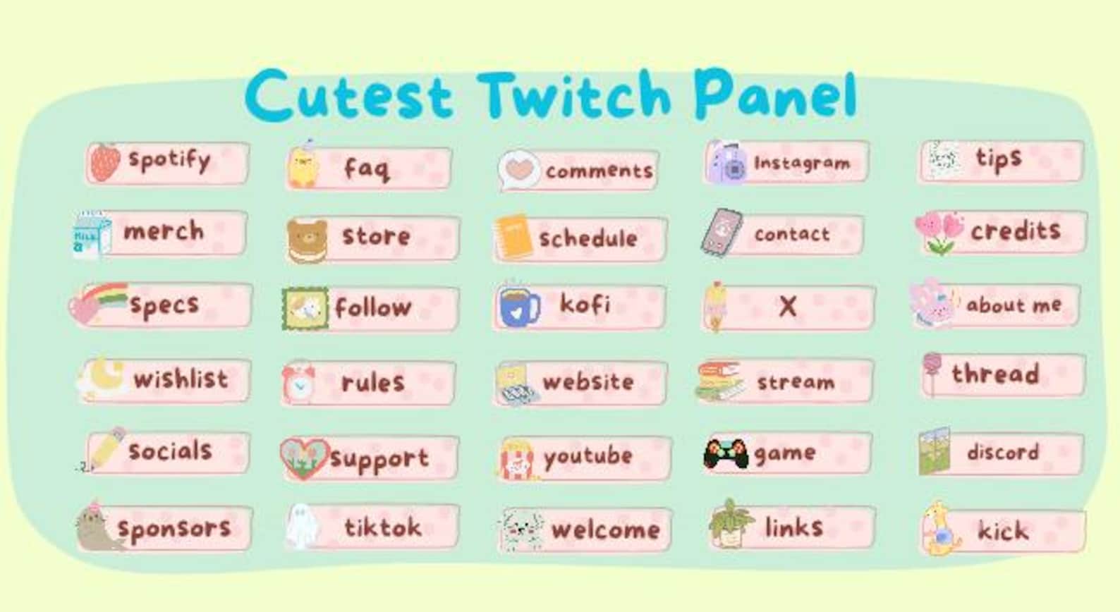30x Cute Twitch Panels-cute Custom Twitch Stream Panels | Twitch ...