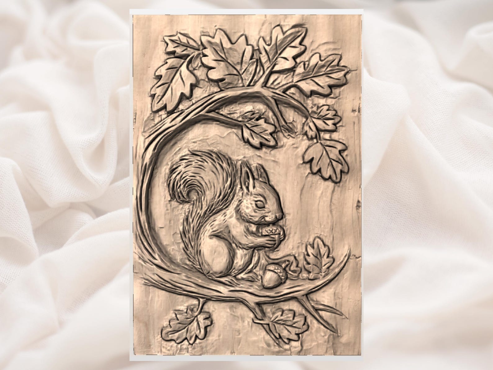 Squirrel With Acorn 3D Relief STL File | Woodland Animal Wood Grain CNC ...