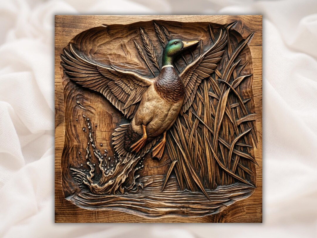 Mallard Duck Landing 3D Relief STL | CNC Router Wood Carving File ...