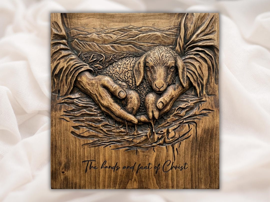 Hands of Christ With Lamb 3D Relief STL | CNC Router Wood Carving File ...