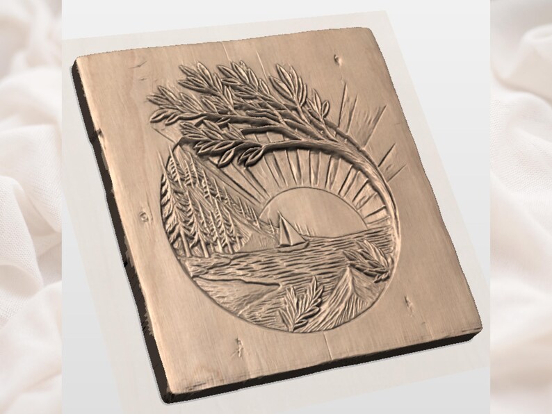 Sunset Lake Sailboat 3D Relief STL| Nature Scene Wood CNC Carving ...