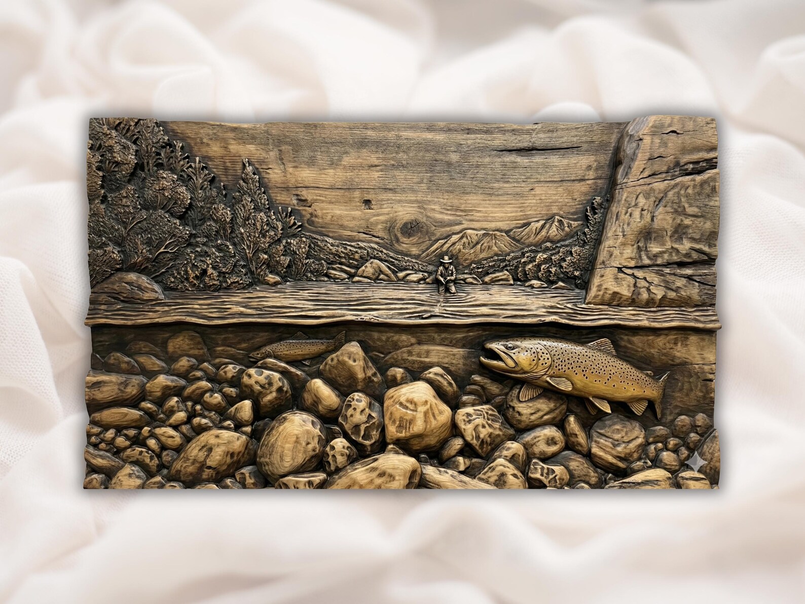 Trout River Cutaway 3D Relief STL | Fly Fishing Landscape Underwater ...