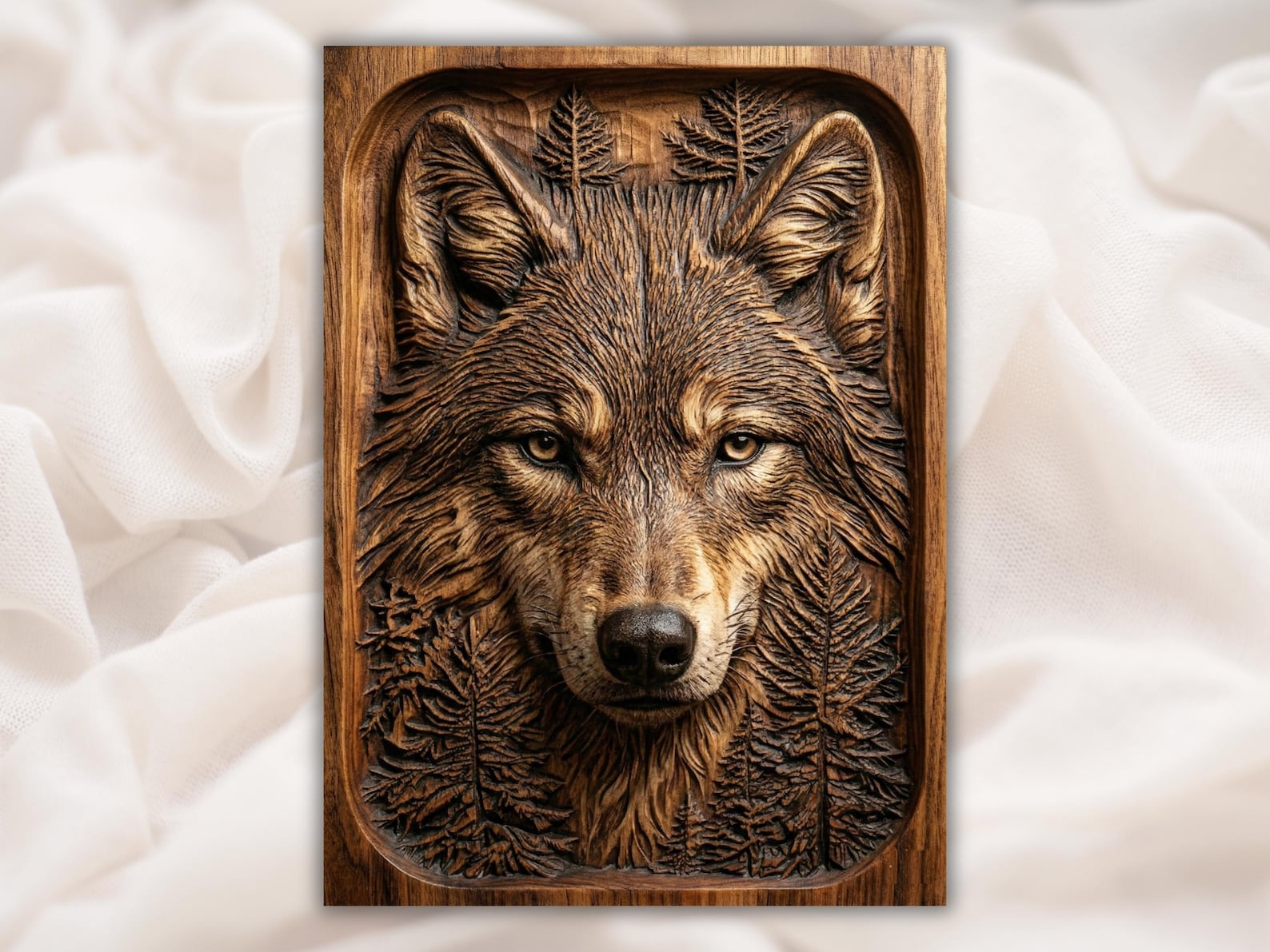 Realistic Wolf Face 3D STL File | CNC Router Wolf Head Relief ...