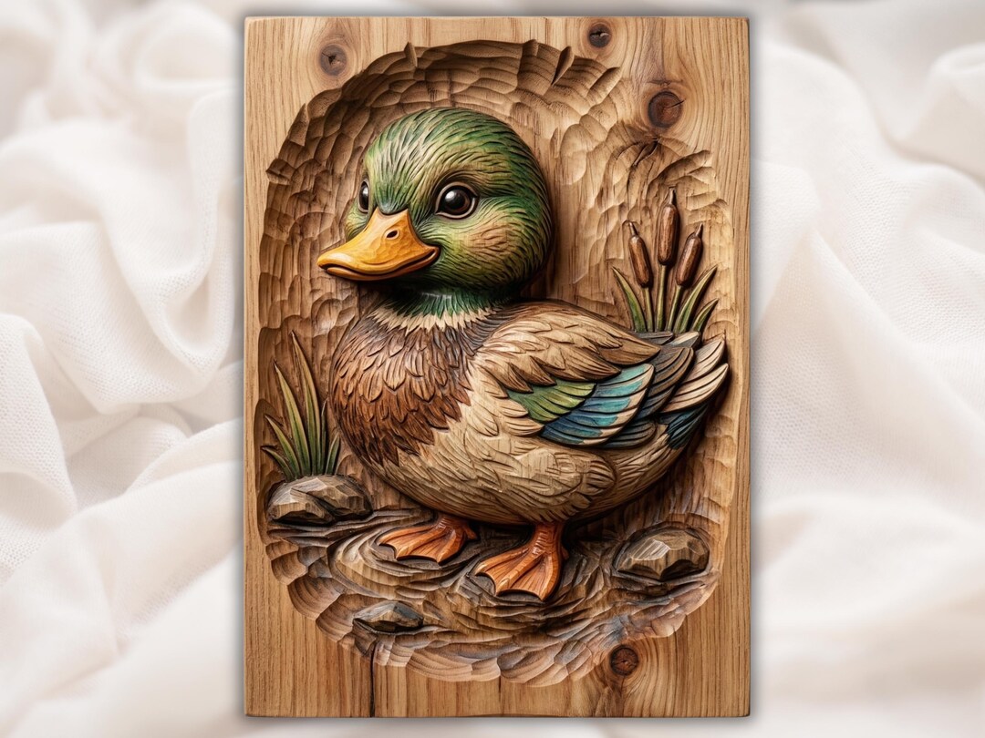 Cute Duckling 3D Relief STL for CNC Router | Baby Duck Wood Carving ...