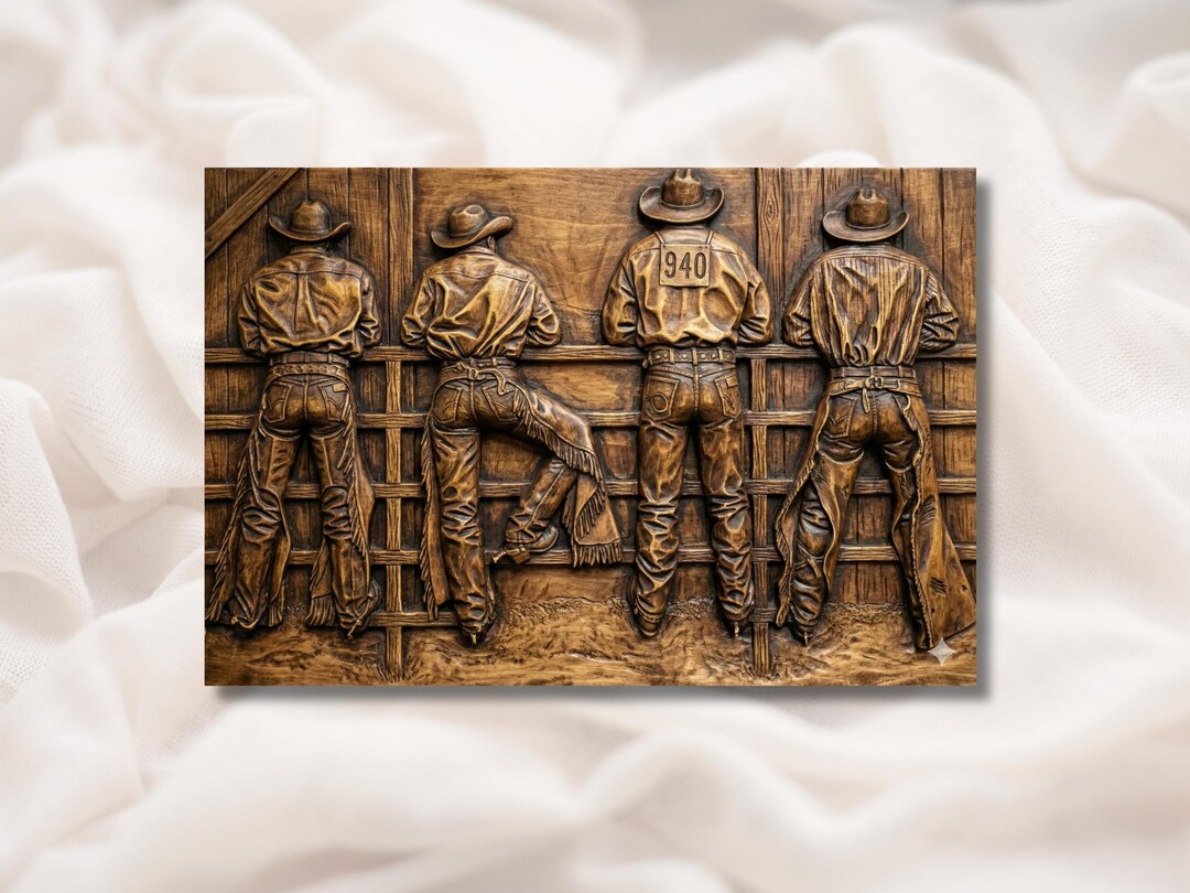 Cowboy Rodeo Chute Scene 3D Relief STL | Western Ranch Wall Art Panel ...