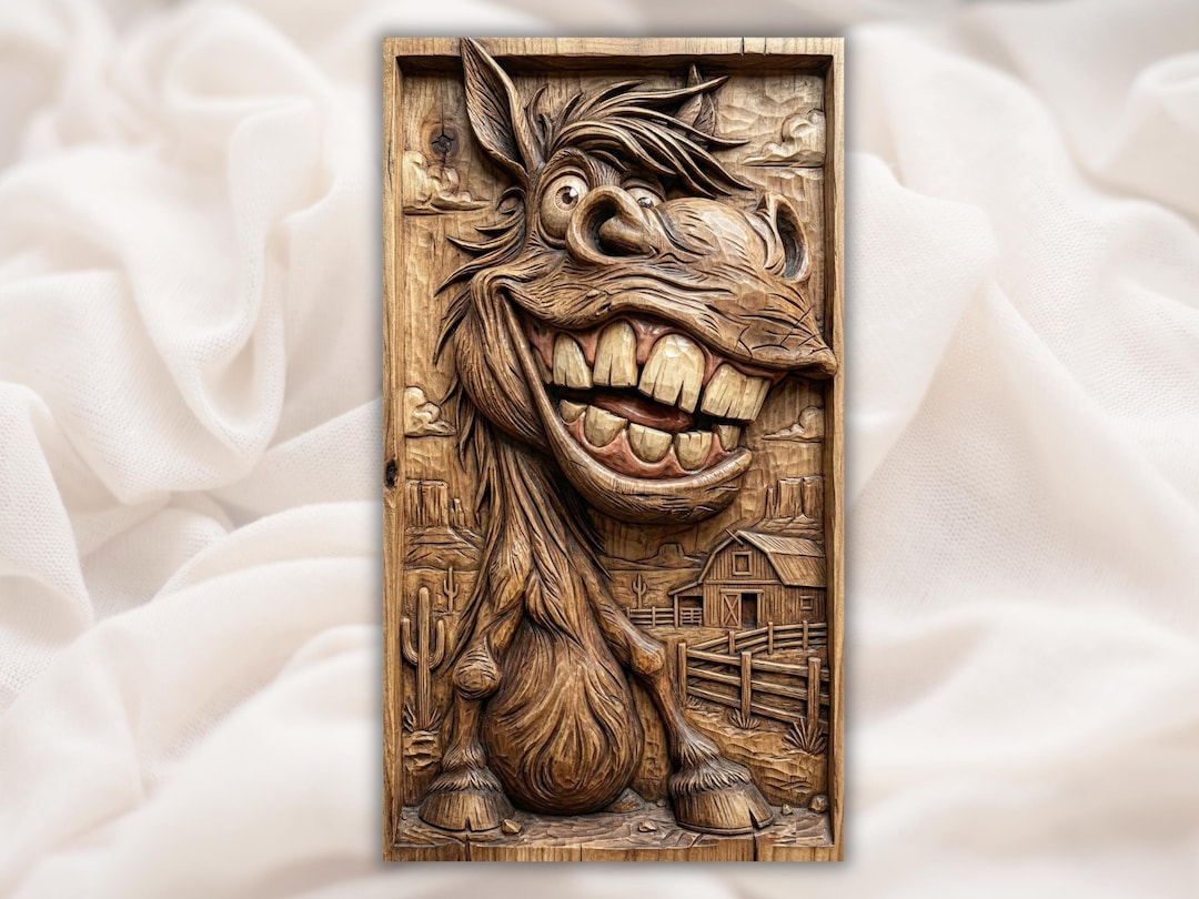 Funny Donkey 3D Relief STL File | Cartoon Farm Animal CNC Carving ...