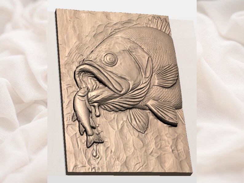 Largemouth Bass 3D STL | Fishing Relief Panel | Big Bass Wall Art ...