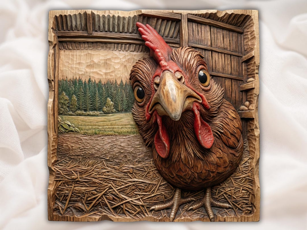 Funny Chicken Relief STL | CNC Router 3D Carving Model | Curious Hen ...