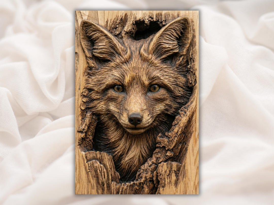 Fox Face 3D Relief STL | CNC Router Wood Carving File | Woodland Fox in ...
