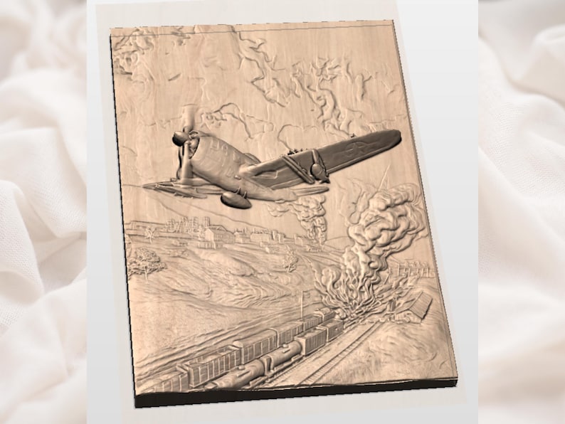WW2 Plane Train Crash 3D Relief STL | Vintage Aircraft Battle Scene ...