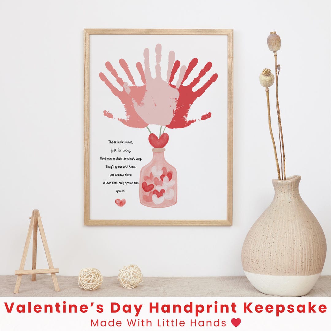 Valentine Handprint Craft for Kids, Floral Bouquet Poem Keepsake ...