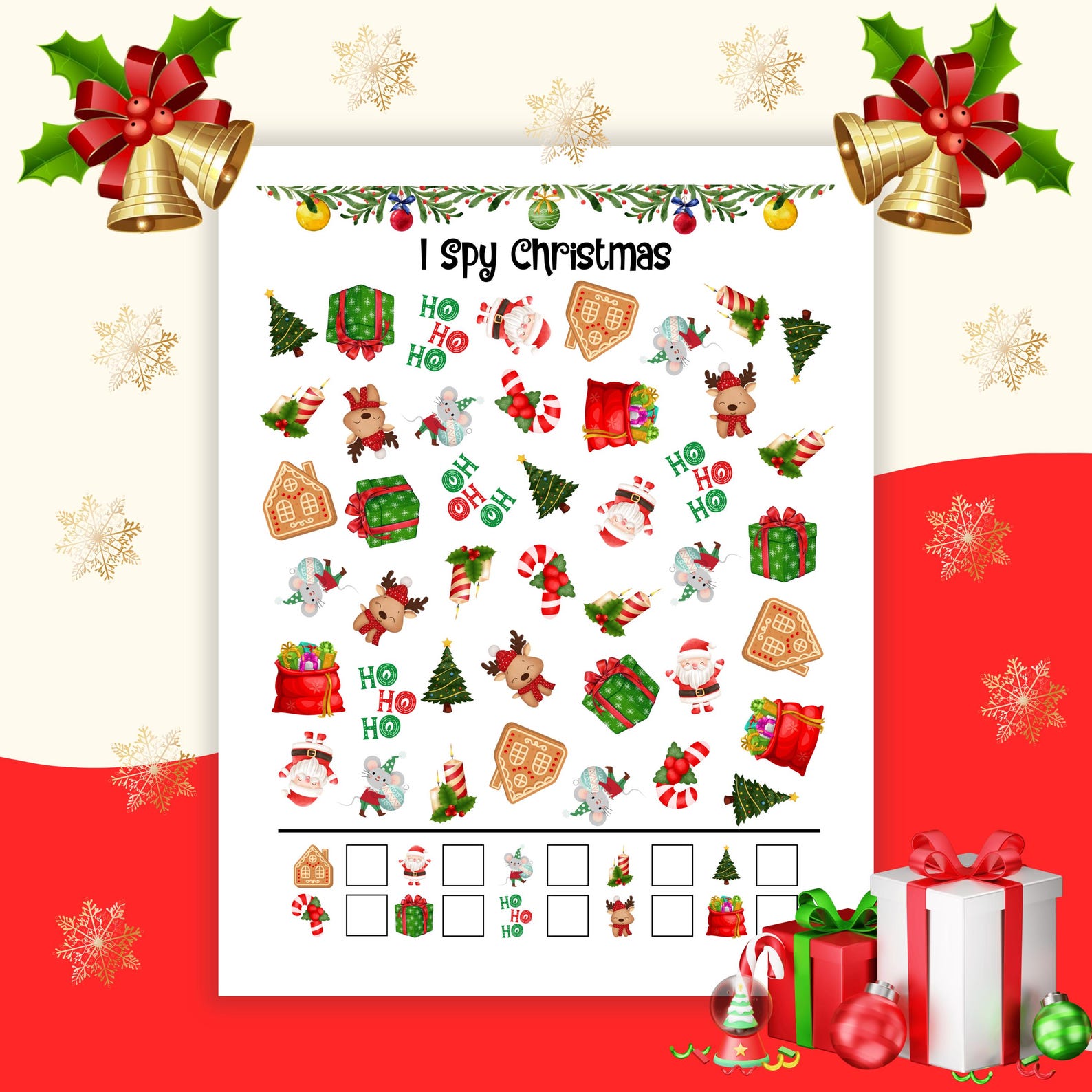 Christmas I Spy Games, Seek and Find Holiday Party Game, Counting ...