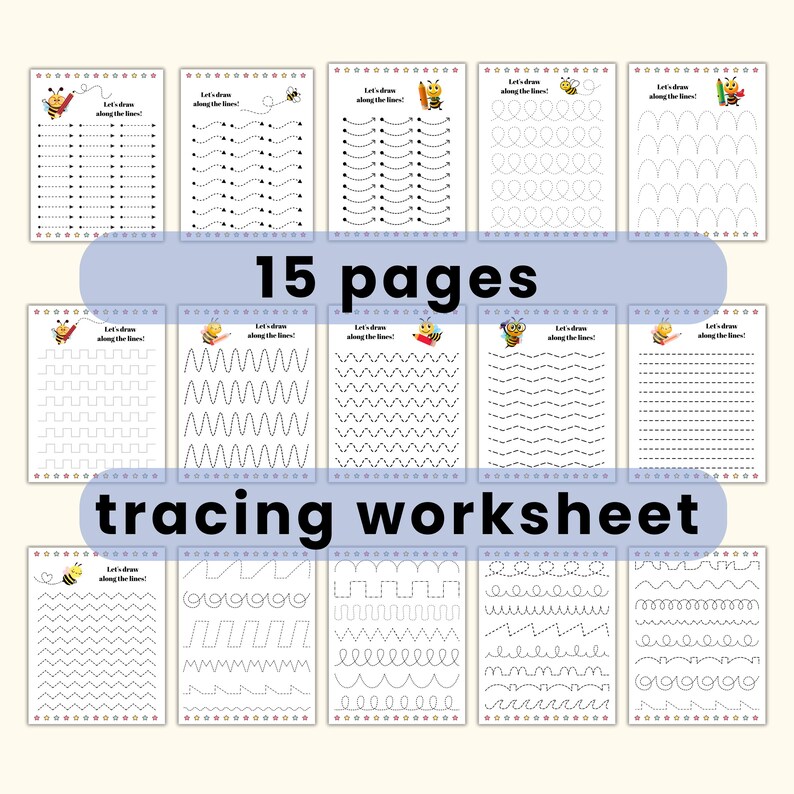 15 Preschool Line Tracing Worksheets Bundle, Line Trace Page Printable ...