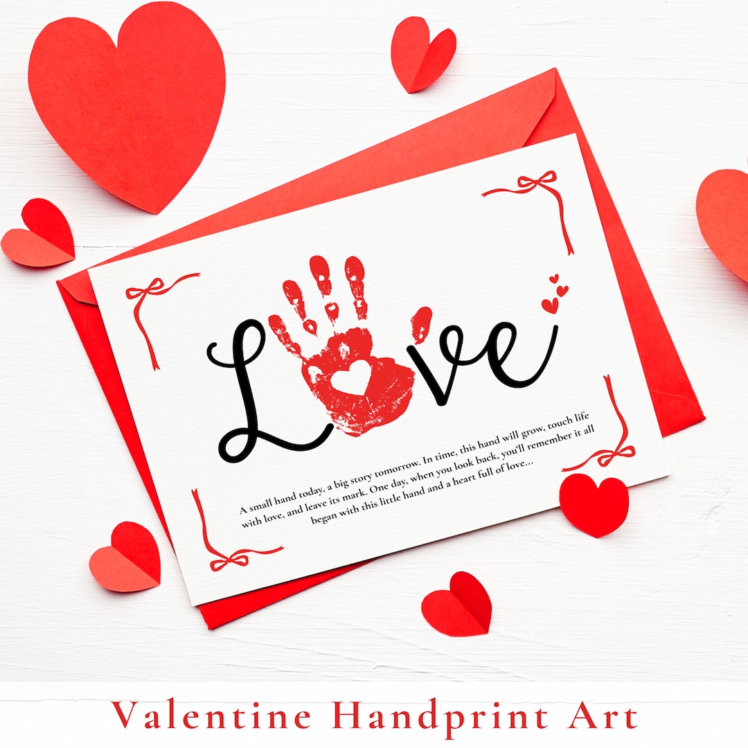 Valentine Handprint Craft Printable for Kids, Valentines Day Keepsake ...