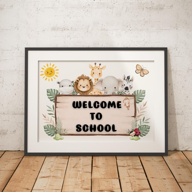Welcome to School Sign Printable: Jungle Theme, 11x8.5" (instant ...