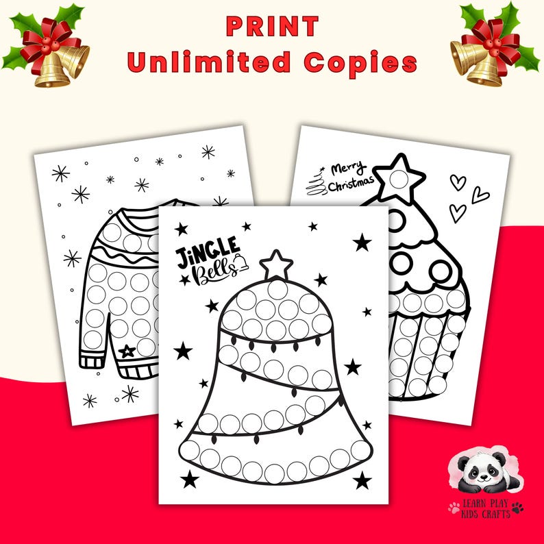 Christmas Coloring Printables 35 Pages Fun Preschool Daycare Dot Marker ...