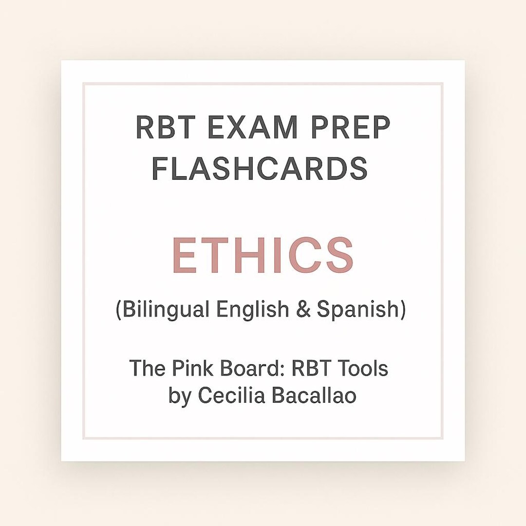 Bilingual RBT Exam Prep Flashcards. 20 Printable Cards Focused on ABA ...