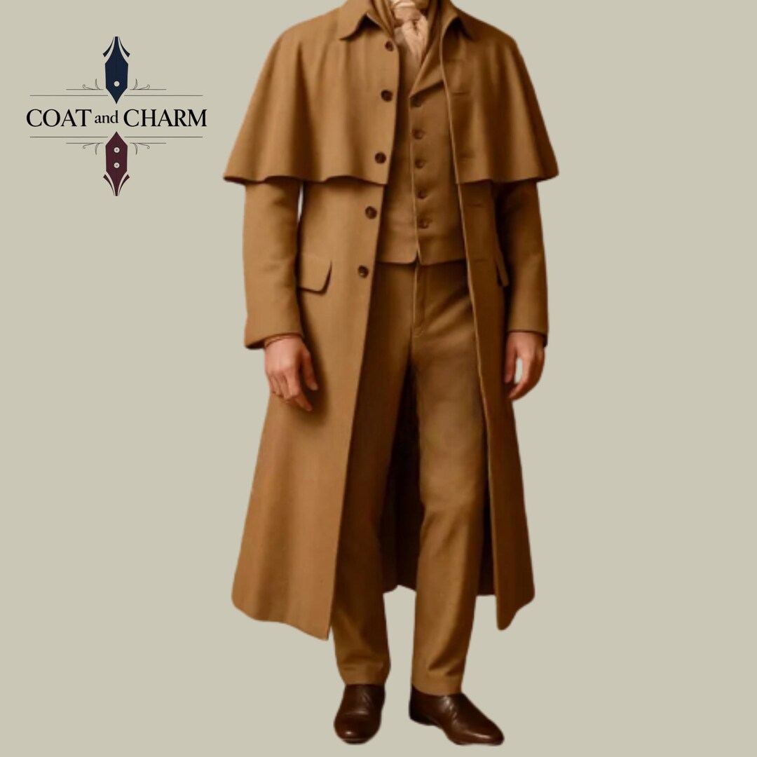 Custom Brown Wool Inverness Cape Coat – Coachman Regency Overcoat - Etsy