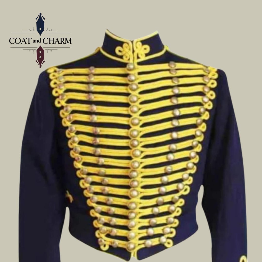 Vintage Napoleonic Hussar Military Jacket – Pipe Band Tunic Uniform ...