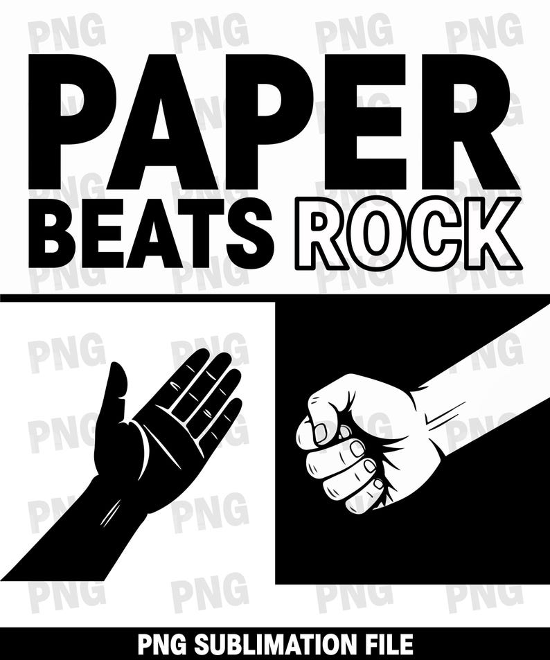 Paper Beats Rock Png, Gamer Gift, Retro Hand Game Png, Humor Graphic ...