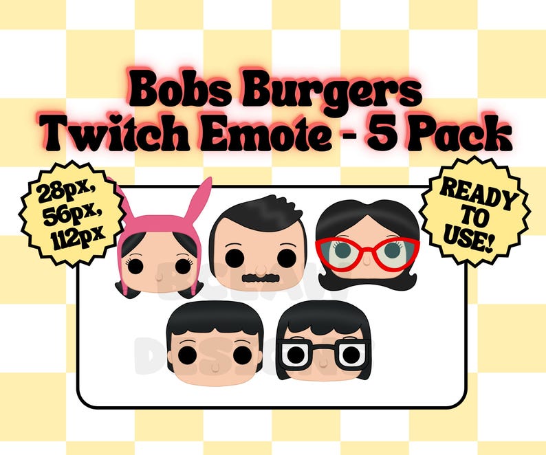 Bobs Burger Themed Twitch Emotes: 5-pack (digital Download) - Etsy