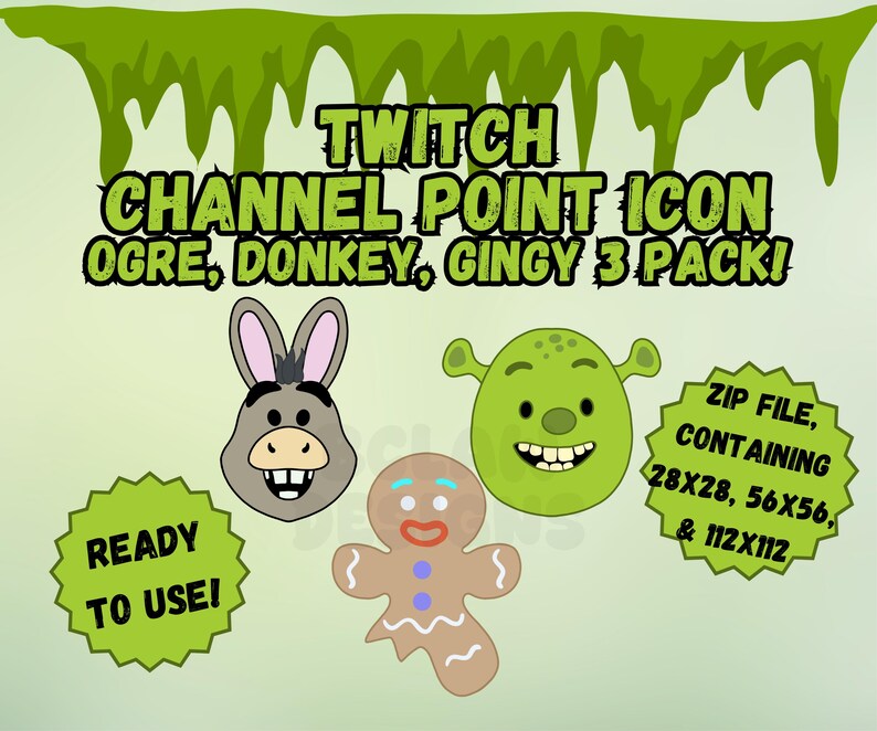 Cute Ogre, Donkey, Gingy Twitch Channel Point Pack! - Etsy