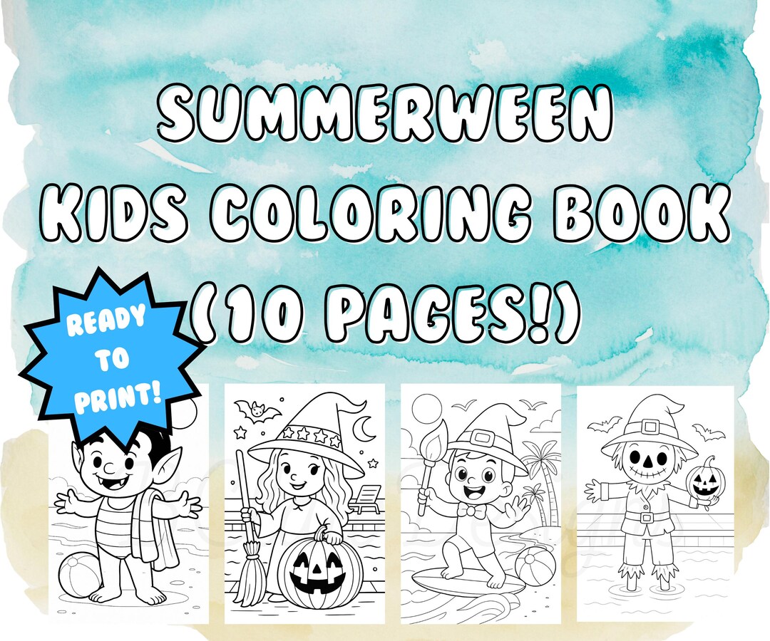 Summerween Kids Coloring Book | Summer/ Halloween Childs Coloring Pages ...