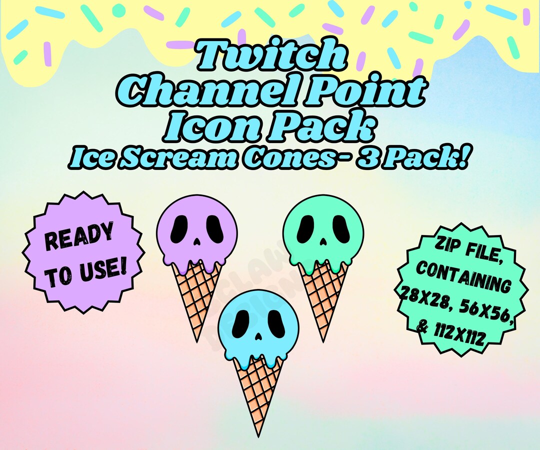 Pastel "ice Scream Cones" Twitch Channel Point Icon Set - Etsy