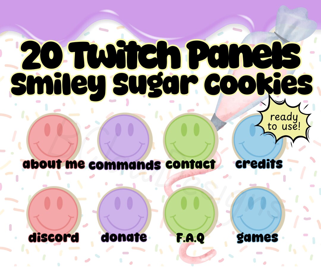 Smiley Sugar Cookie Twitch Panels: Streamer Profile Icon Set (digital ...