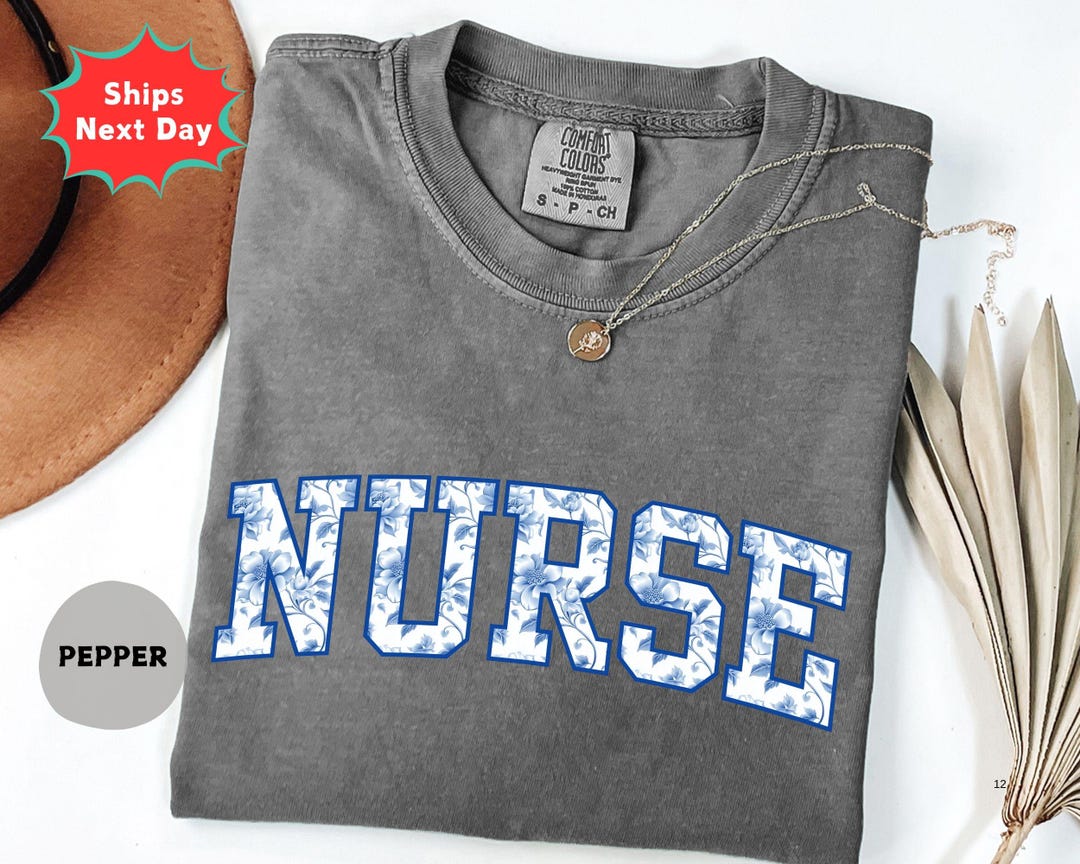Comfort Colors® Nurse Floral Shirt, Toile Nurse Shirt, Nurse Graduation ...