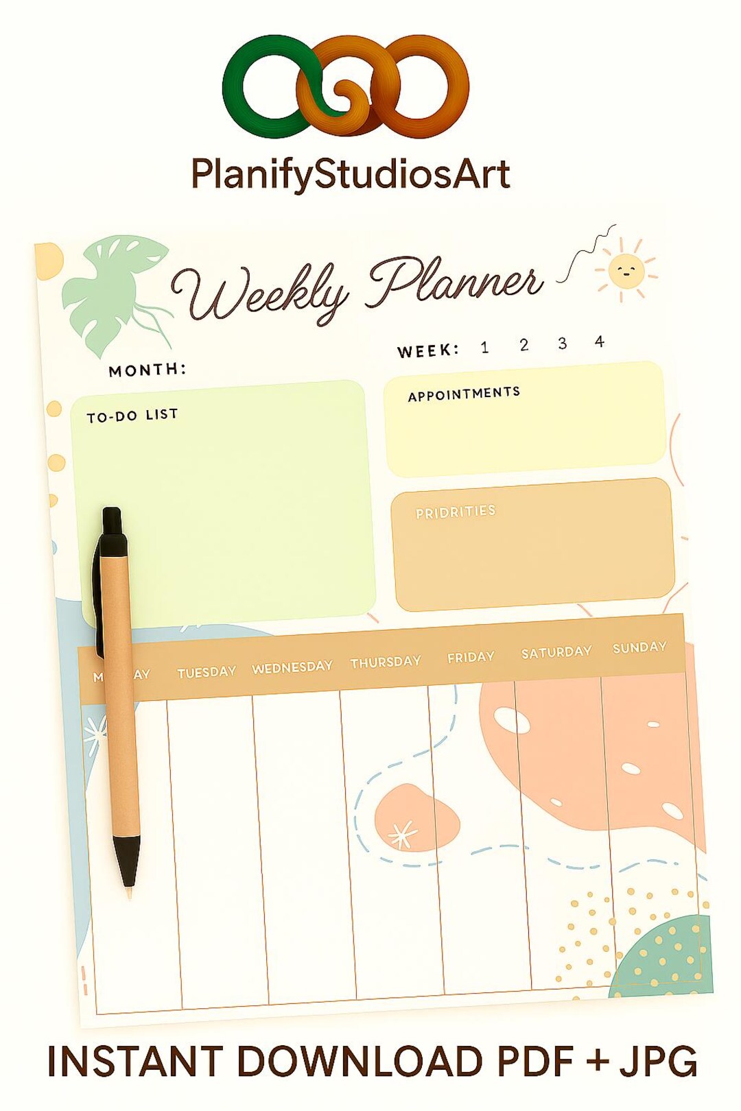 Weekly Planner Printable, Pastel Digital Planner Template, Instant ...